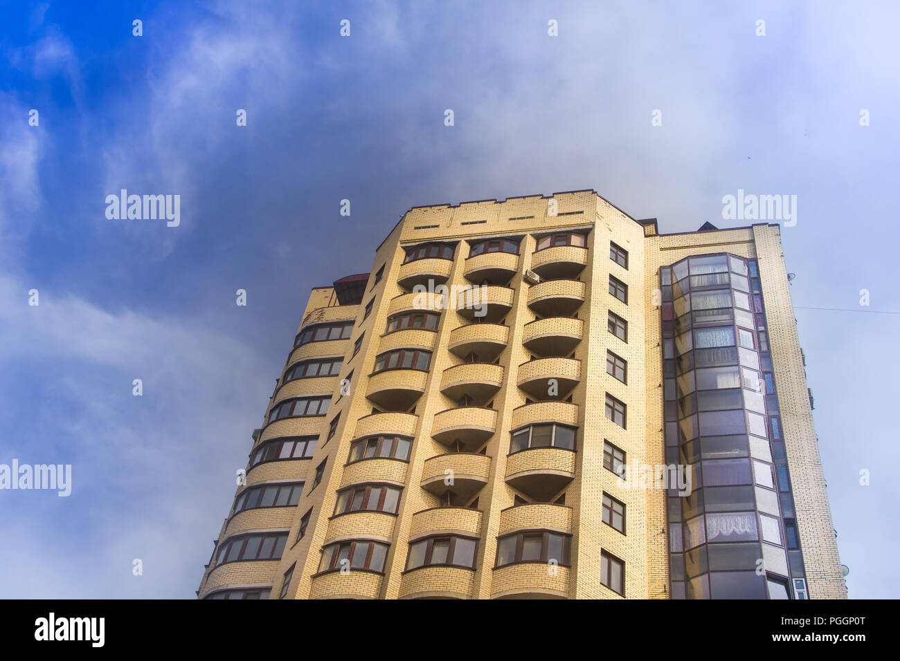 The windows of a high-rise multi-storey residential building. Buildings ...
