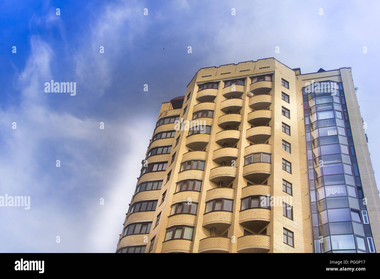 The windows of a high-rise multi-storey residential building. Buildings ...