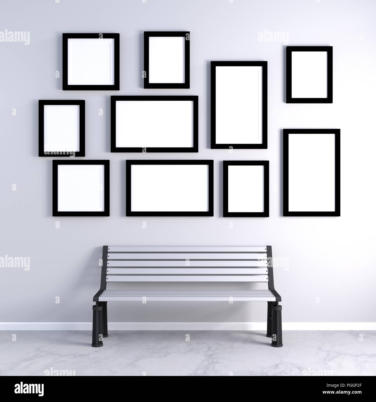 Blank Photo Frames for Template on a Wall Stock Photo - Alamy