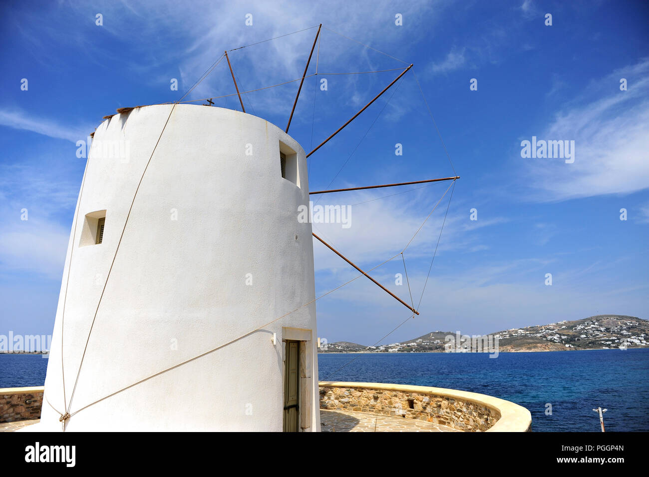 Old white windmill at the sea, Greece Stock Photo - Alamy
