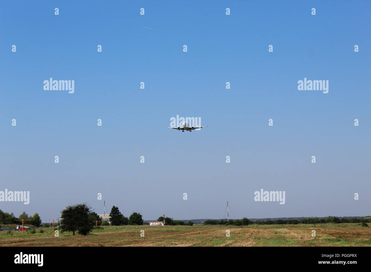 Airplane is ready for landing Stock Photo - Alamy