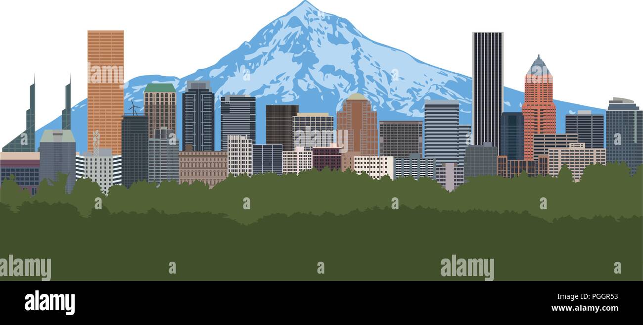 Portland oregon city center skyline Stock Vector Images - Alamy