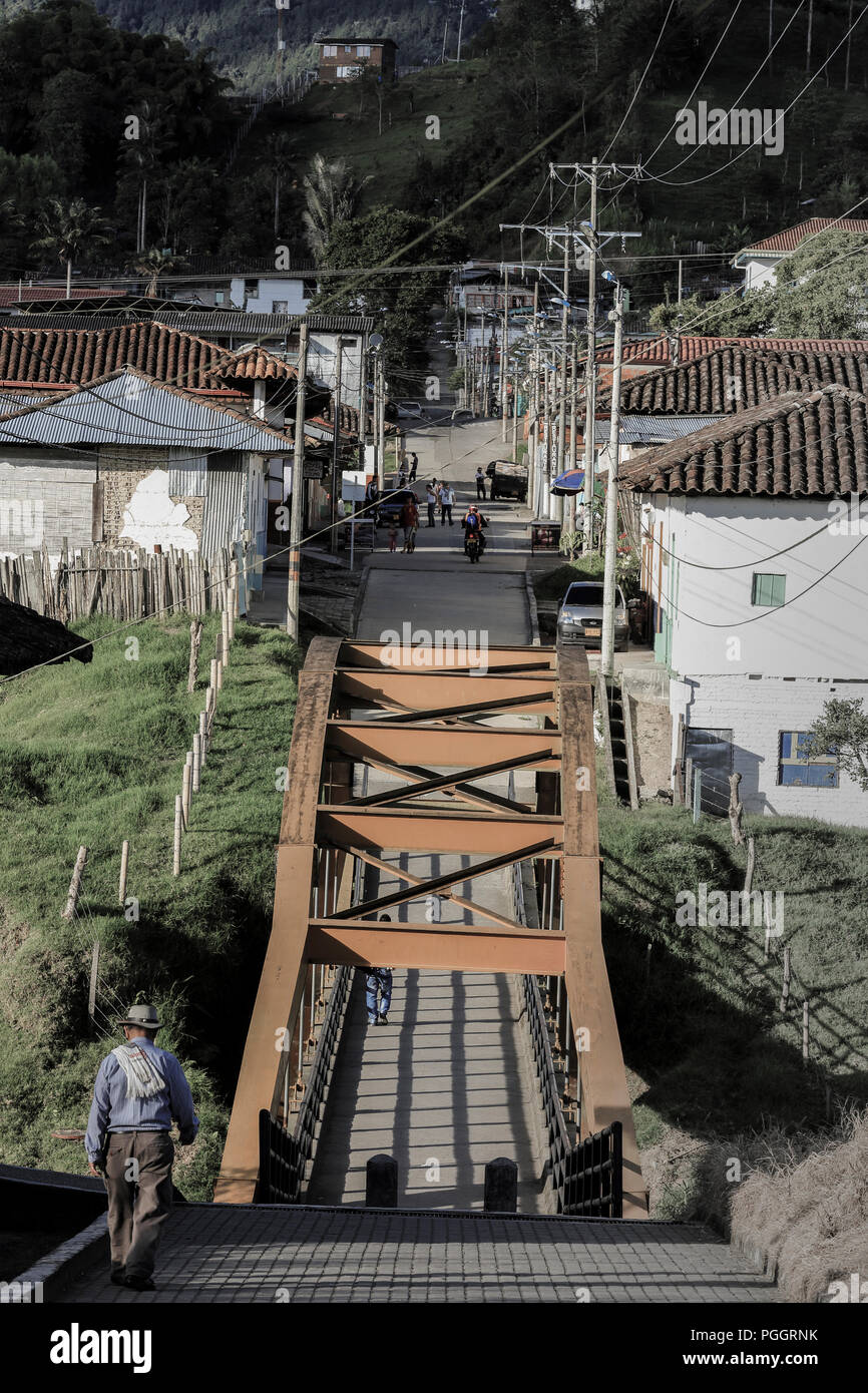 Pedestrian bridge in Salento, Colombia Stock Photo - Alamy