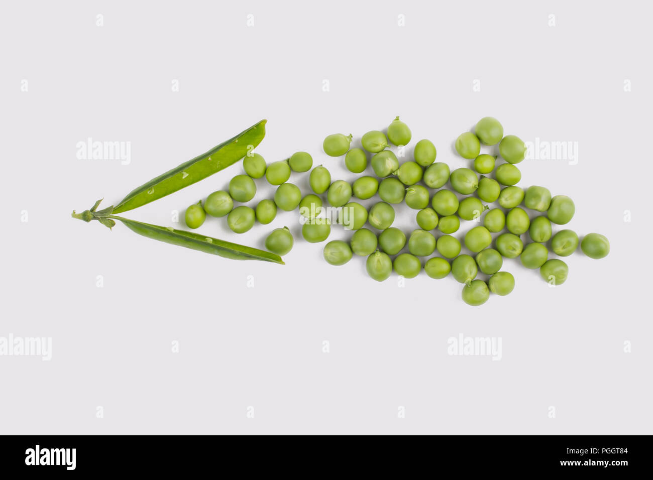 Fresh pea beans and opened pod. White isolated background Stock Photo ...