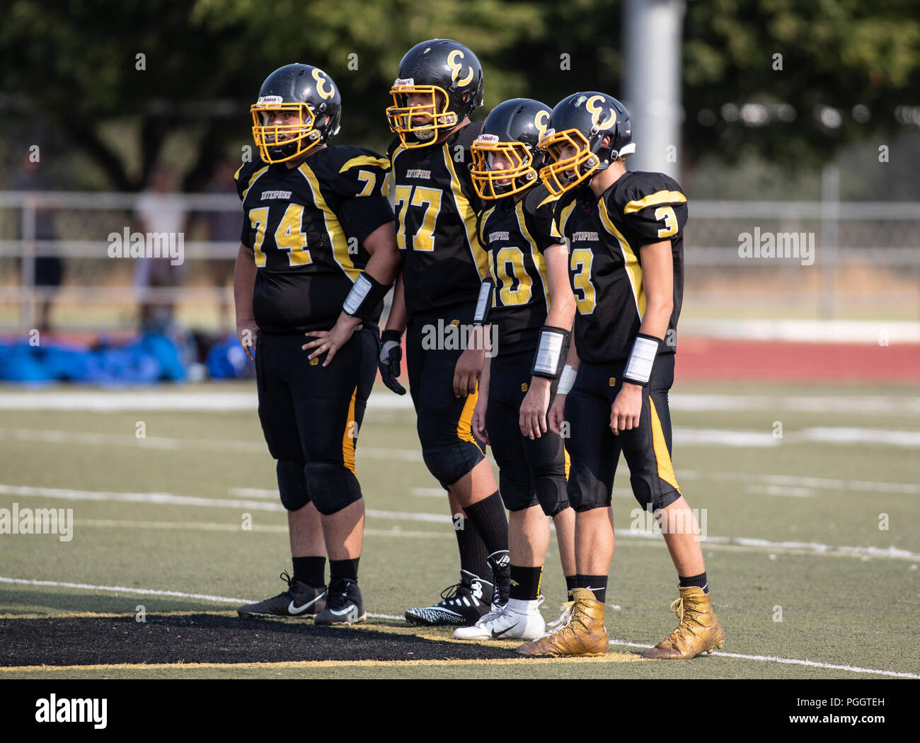 Football action with McQueen High School junior varsity at Enterprise ...