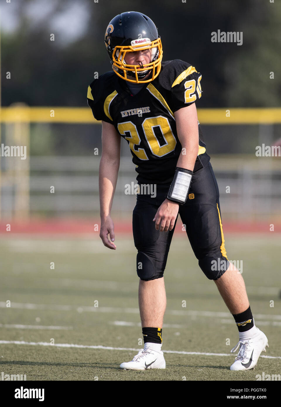 Football action with McQueen High School junior varsity at Enterprise ...