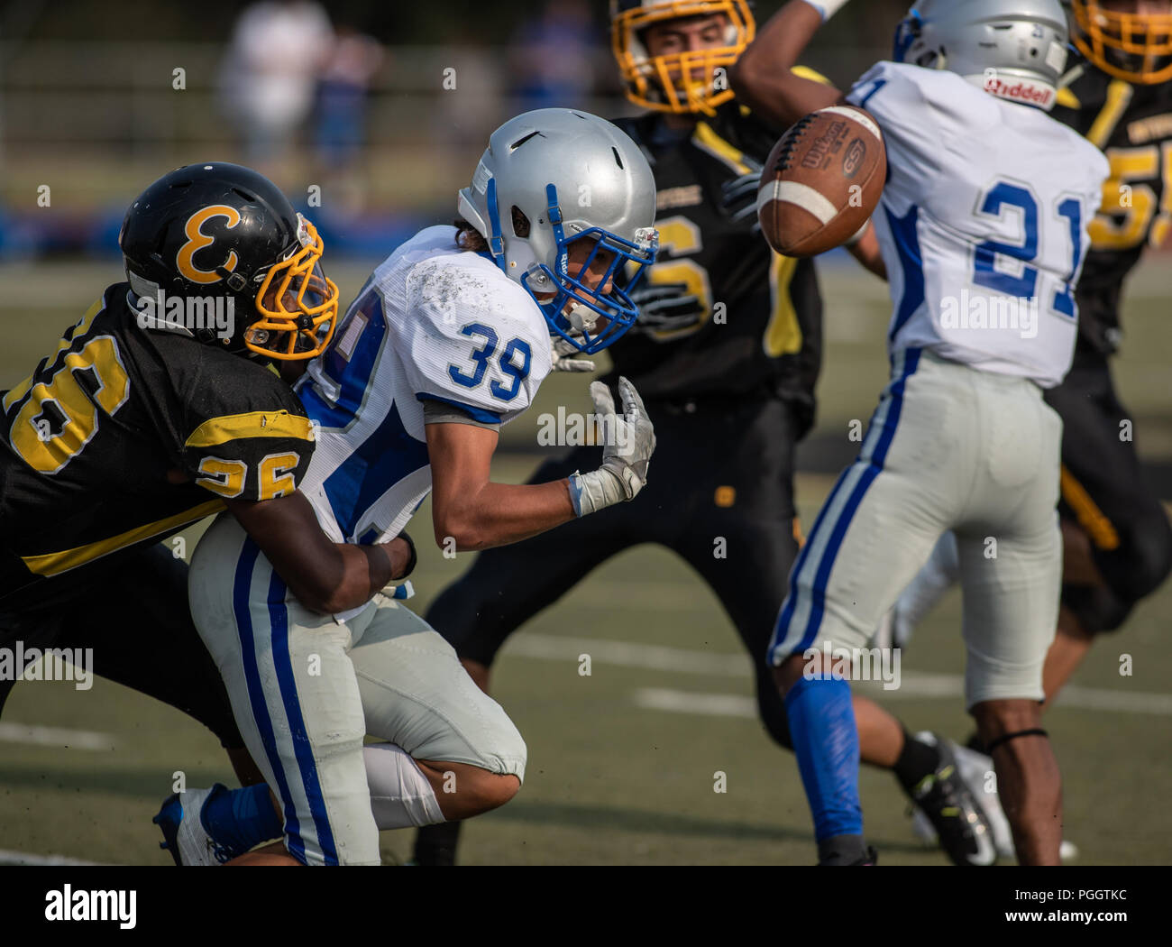 Football action with McQueen High School junior varsity at Enterprise ...