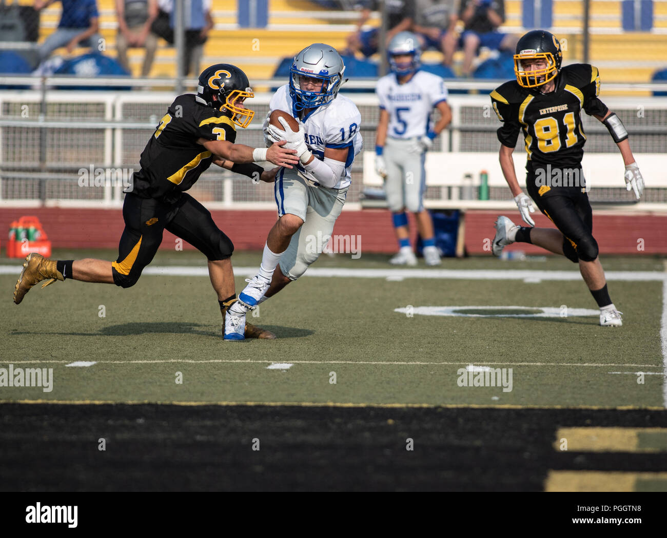 Football action with McQueen High School junior varsity at Enterprise ...