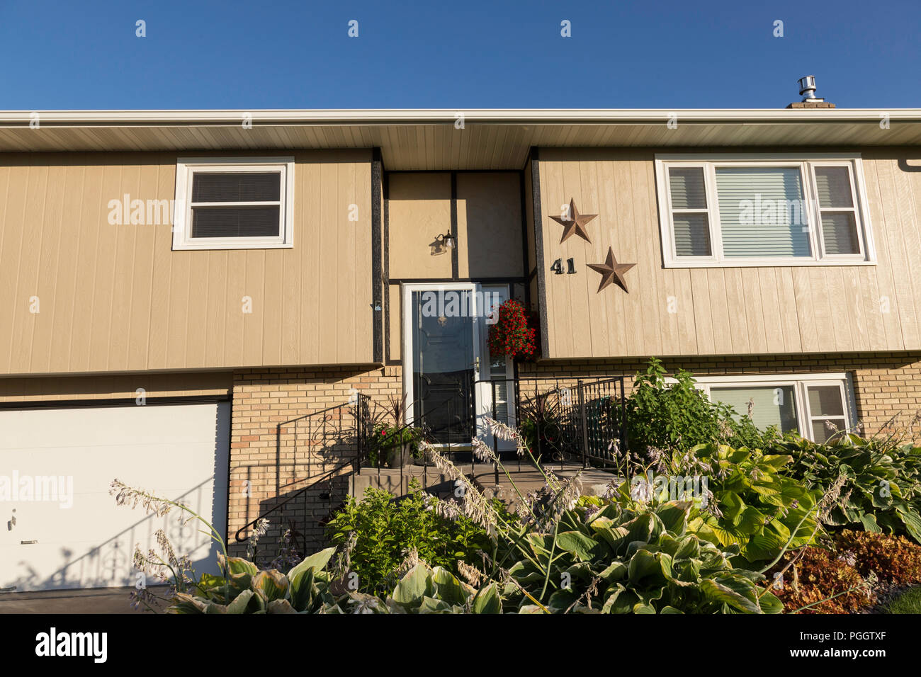 Residential House Exterior in Middle Class Neighborhood, MT, USA Stock ...