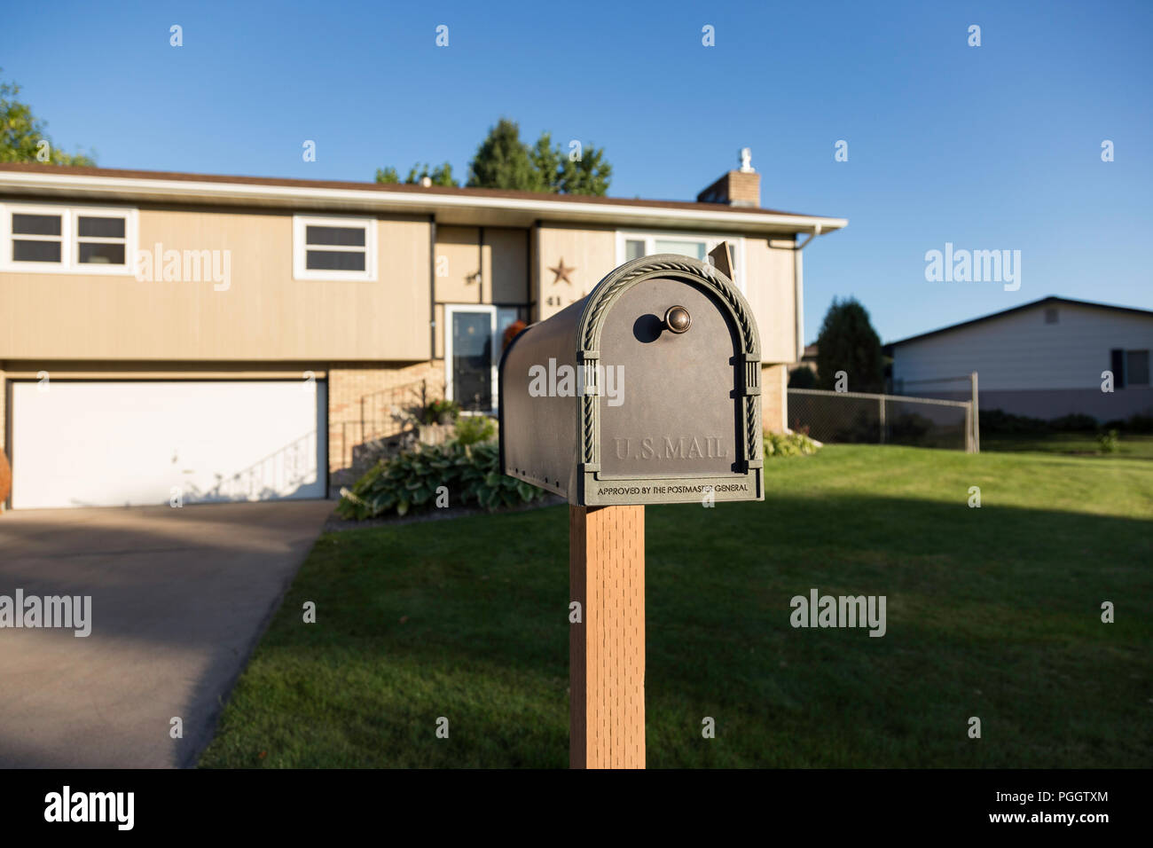 Residential House Exterior in Middle Class Neighborhood, MT, USA Stock ...