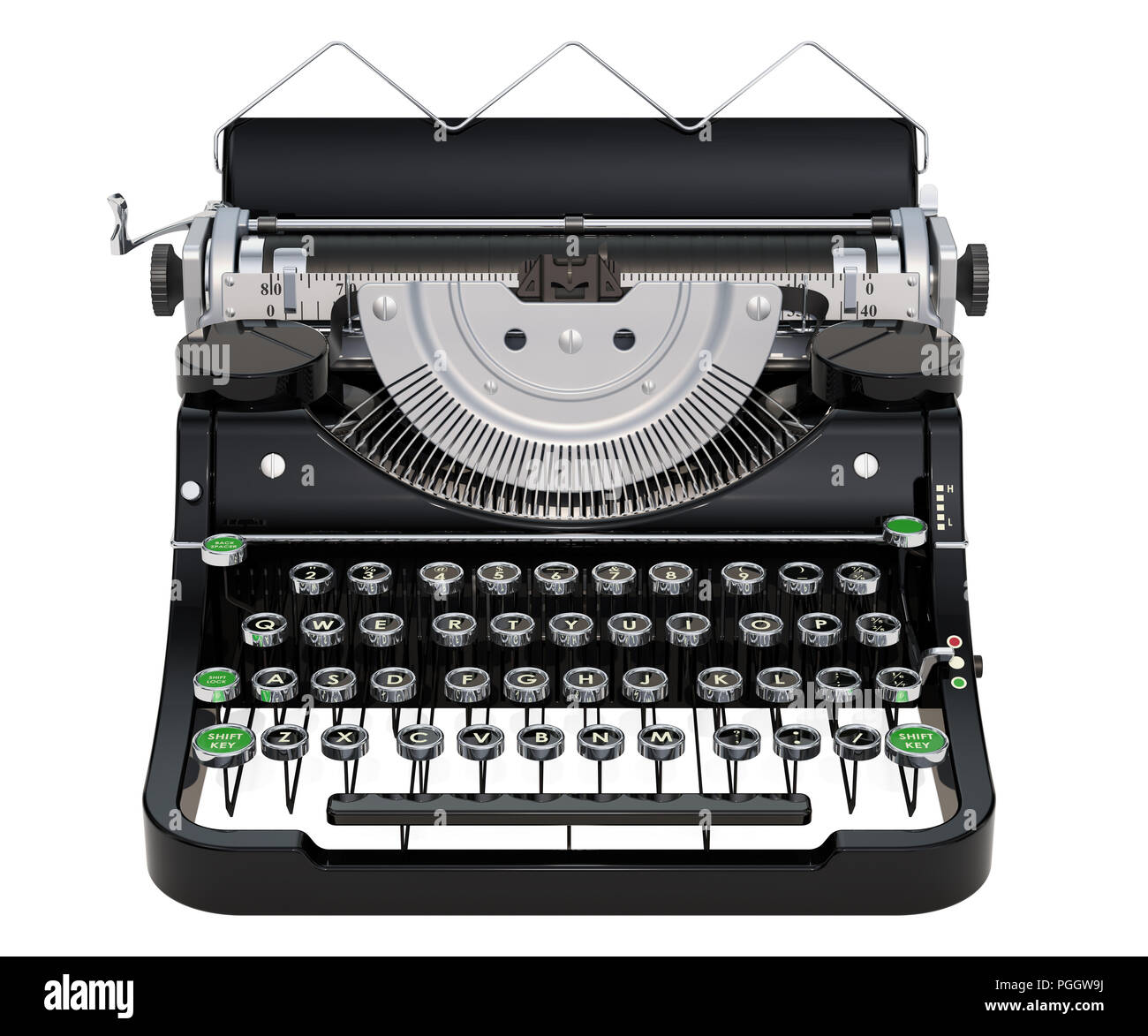 Typewriter front view, 3D rendering isolated on white background Stock ...