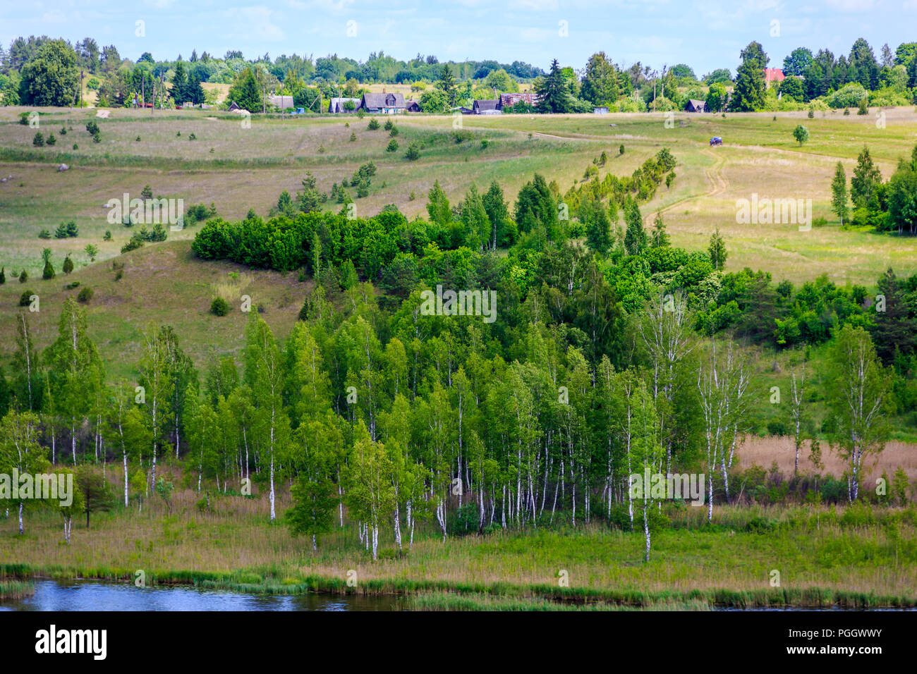 Russia's expanses, Summer landscapes. Open fields and rivers. Pskov ...