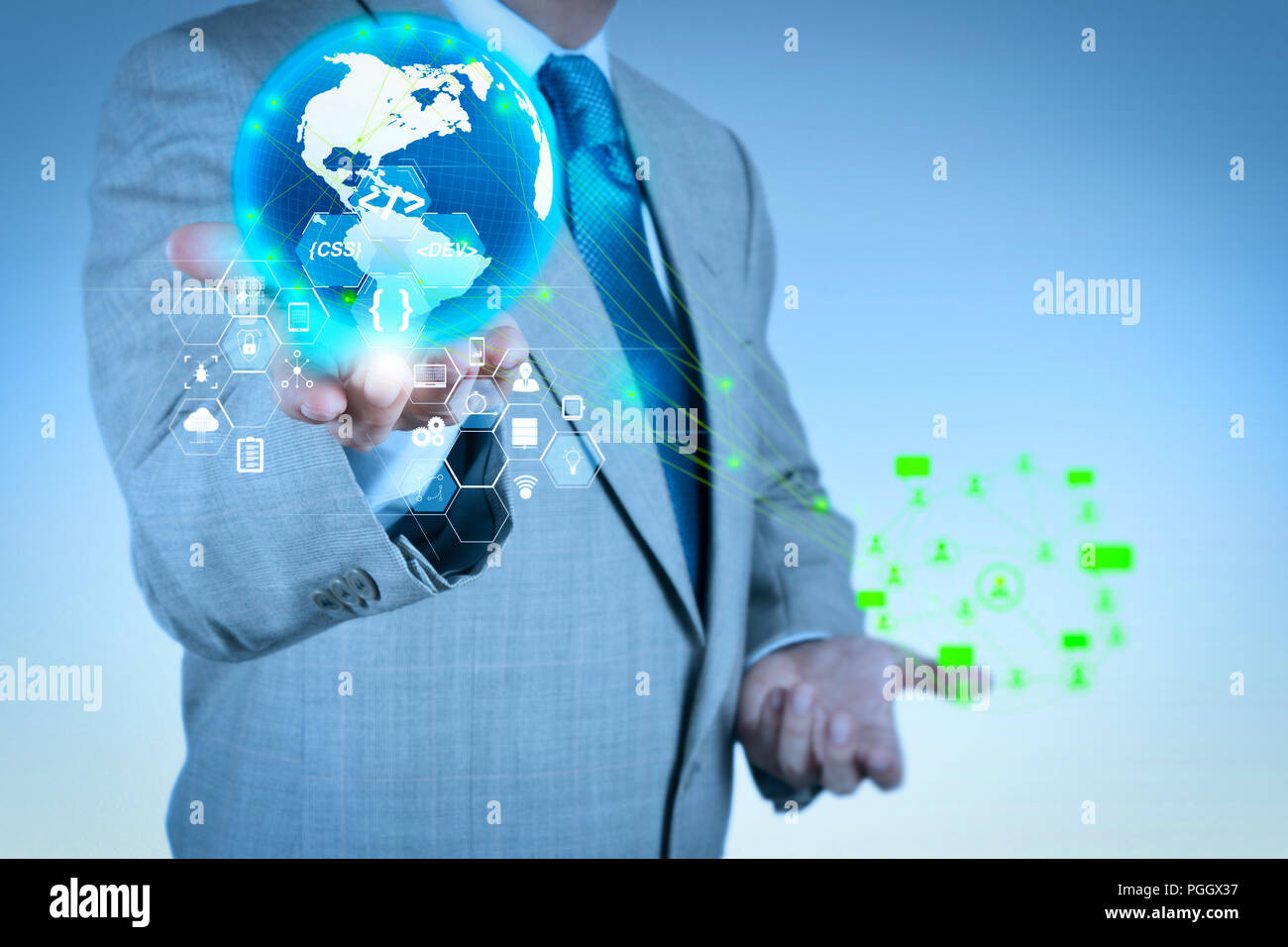 Coding software developer work with augmented reality dashboard ...