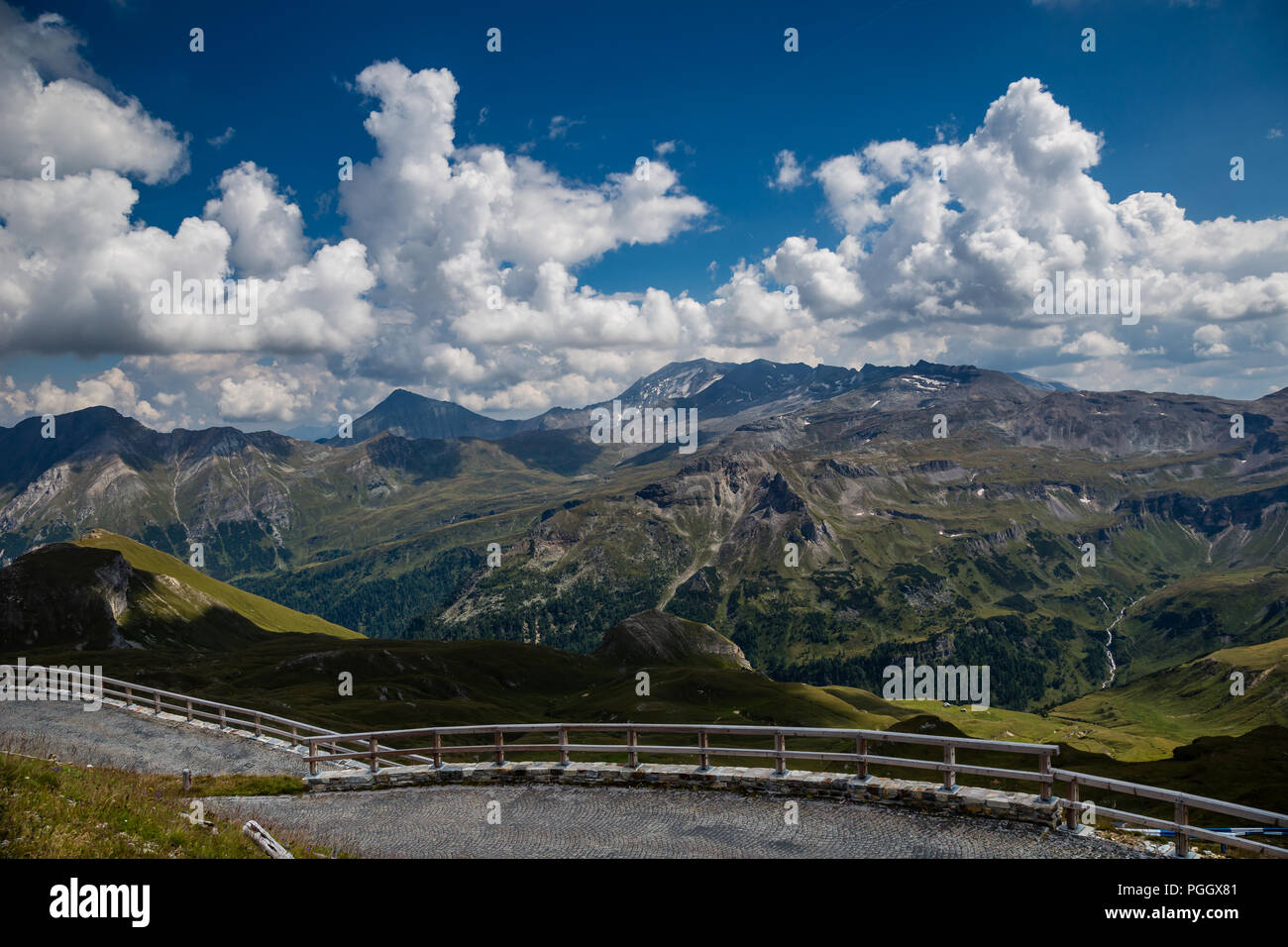 Alpine valley, high mountain roads Stock Photo - Alamy