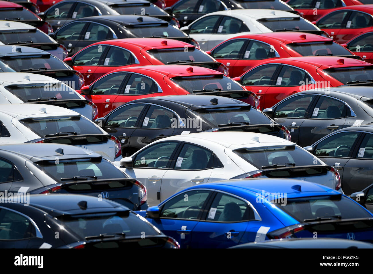 Hundreds of Honda cars and SUVs awaiting export sat in holding areas in ...
