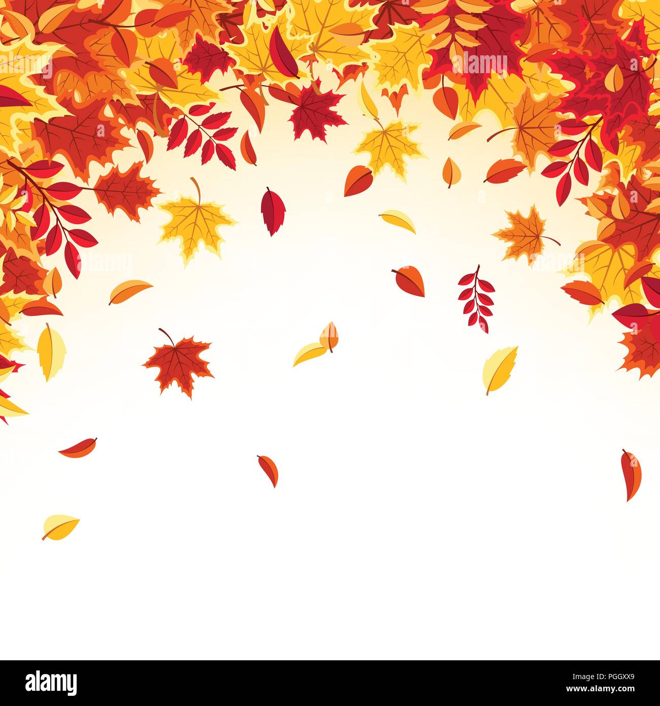 Autumn falling leaves. Nature background with red, orange, yellow ...