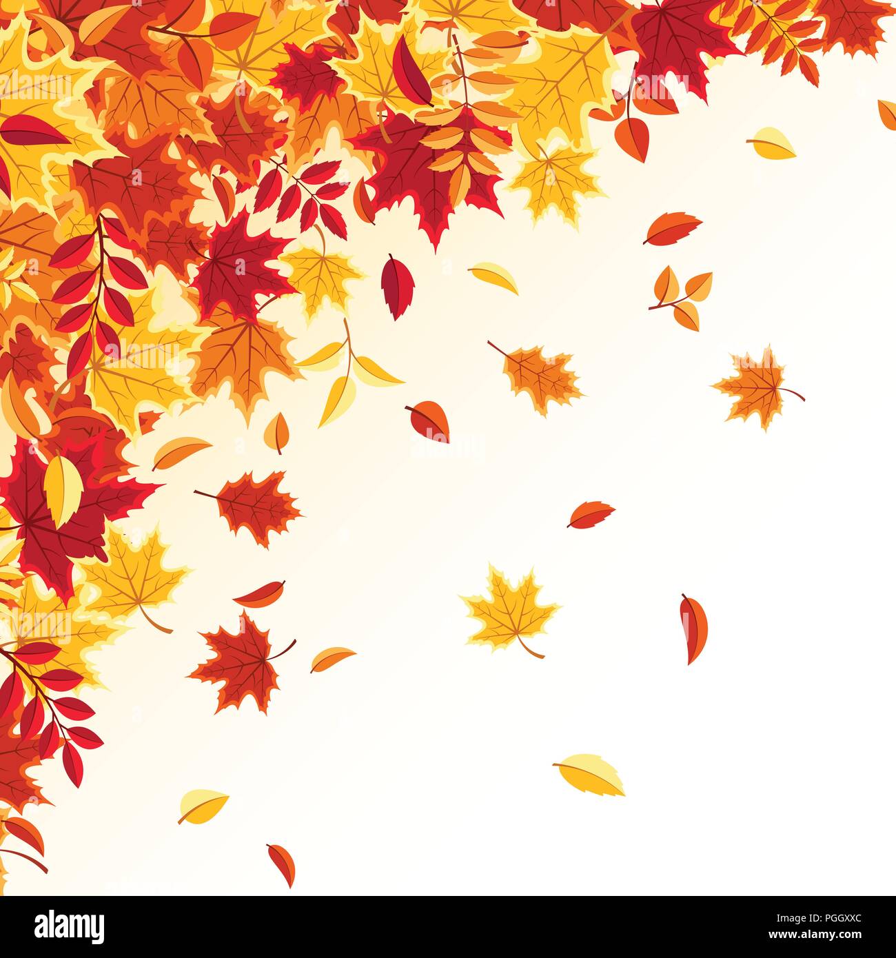Autumn falling leaves. Nature background with red, orange, yellow ...
