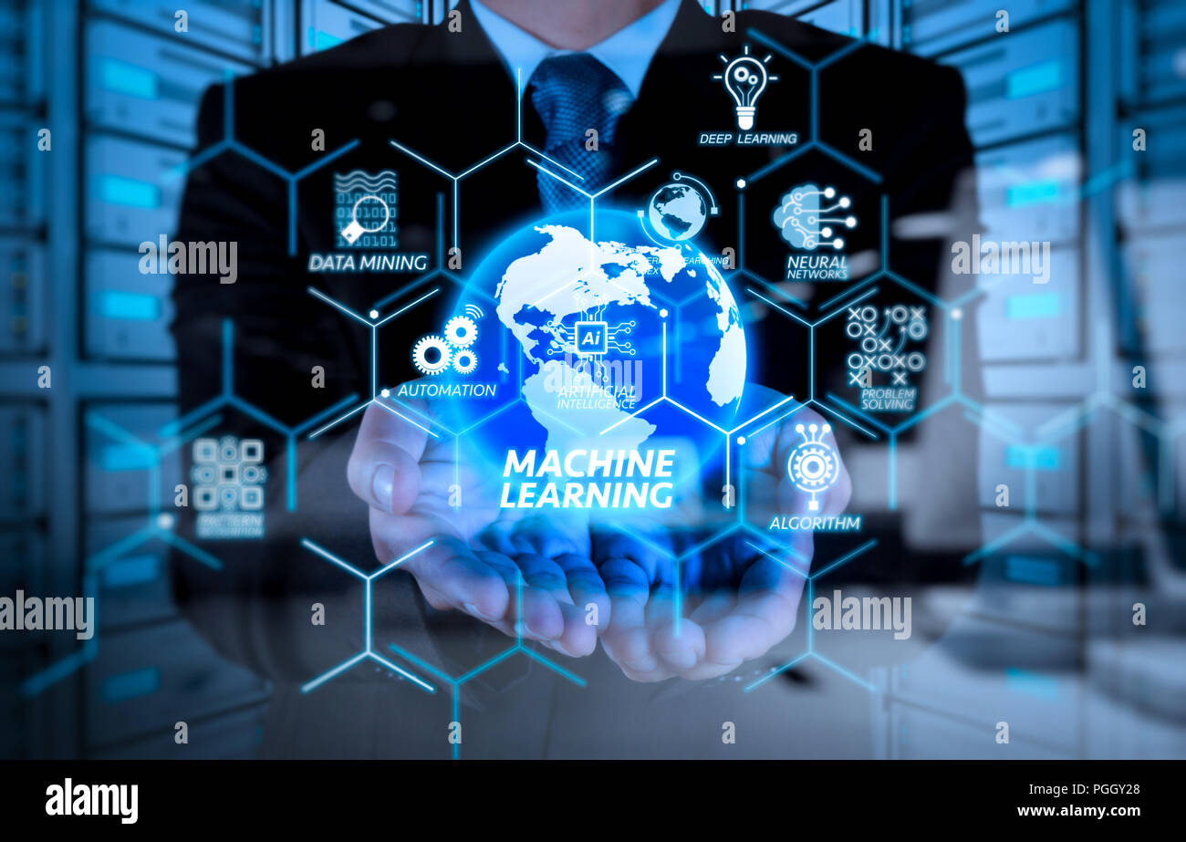 Machine learning technology diagram with artificial intelligence (AI ...