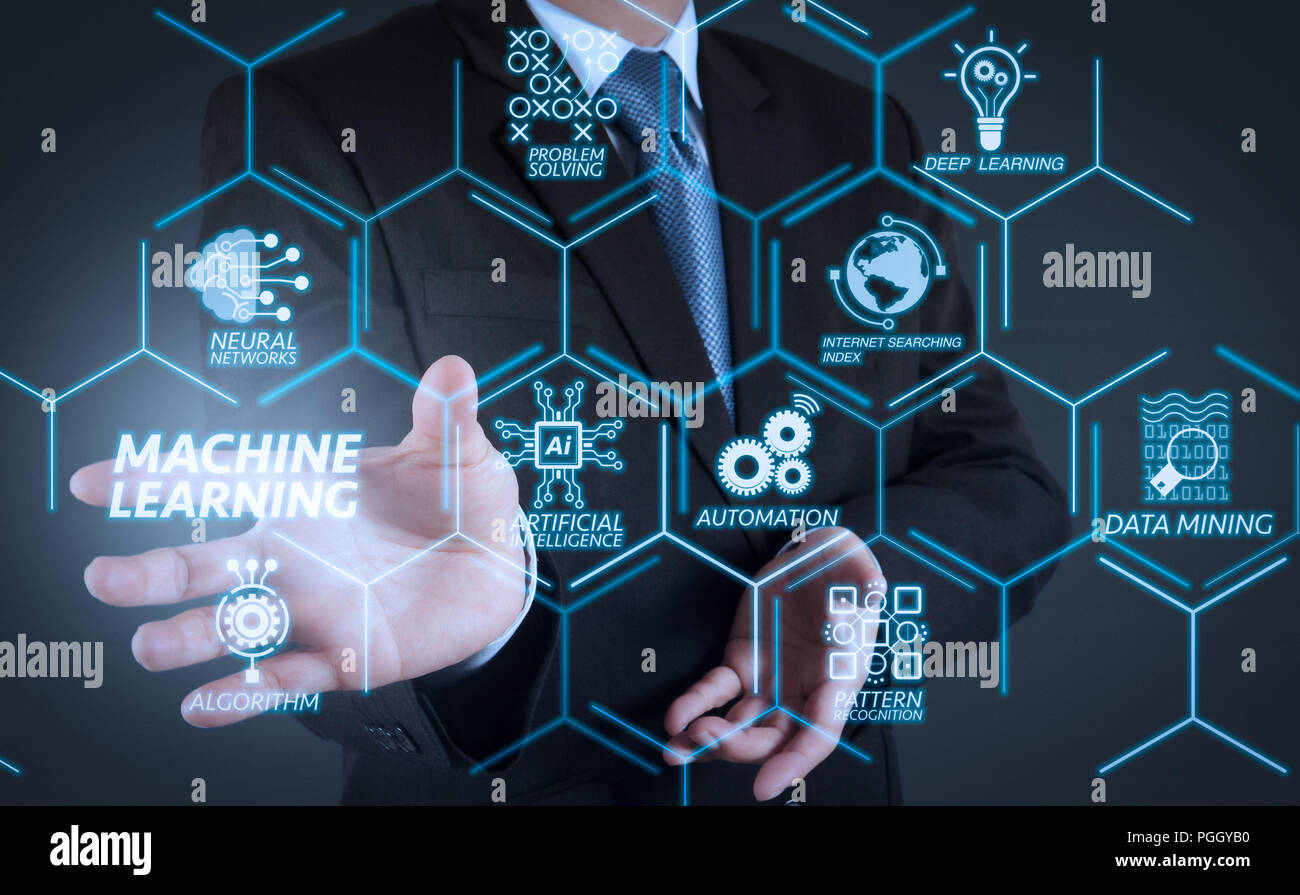 Machine learning technology diagram with artificial intelligence (AI ...