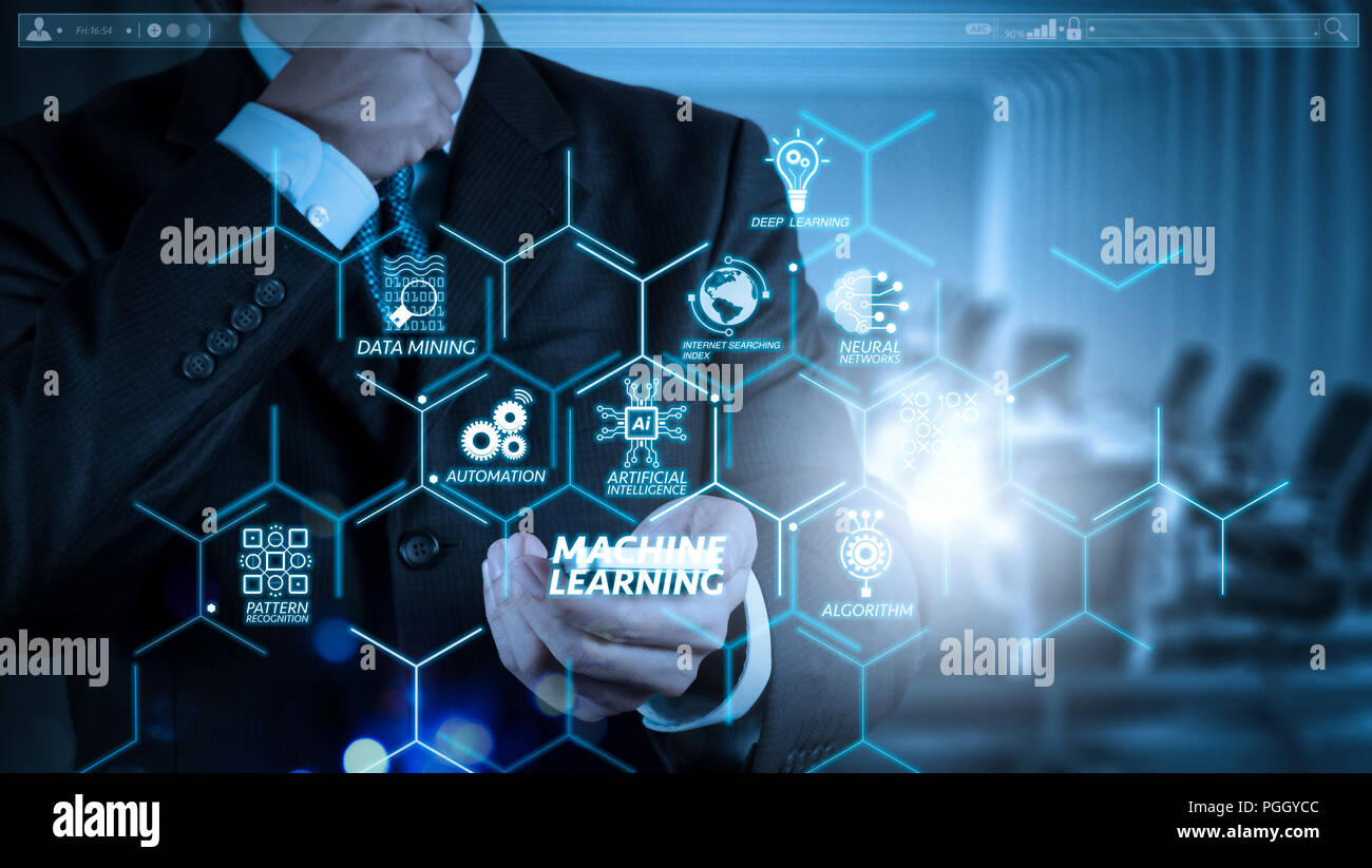 Machine learning technology diagram with artificial intelligence (AI ...