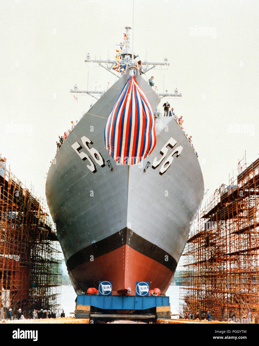 Bunting decorates the bow of the guided missile destroyer JOHN S ...