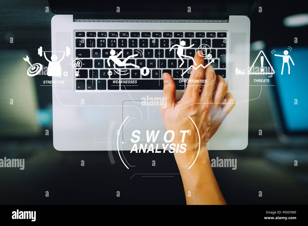 SWOT Analysis virtual diagram with Strengths, weaknesses, threats and ...
