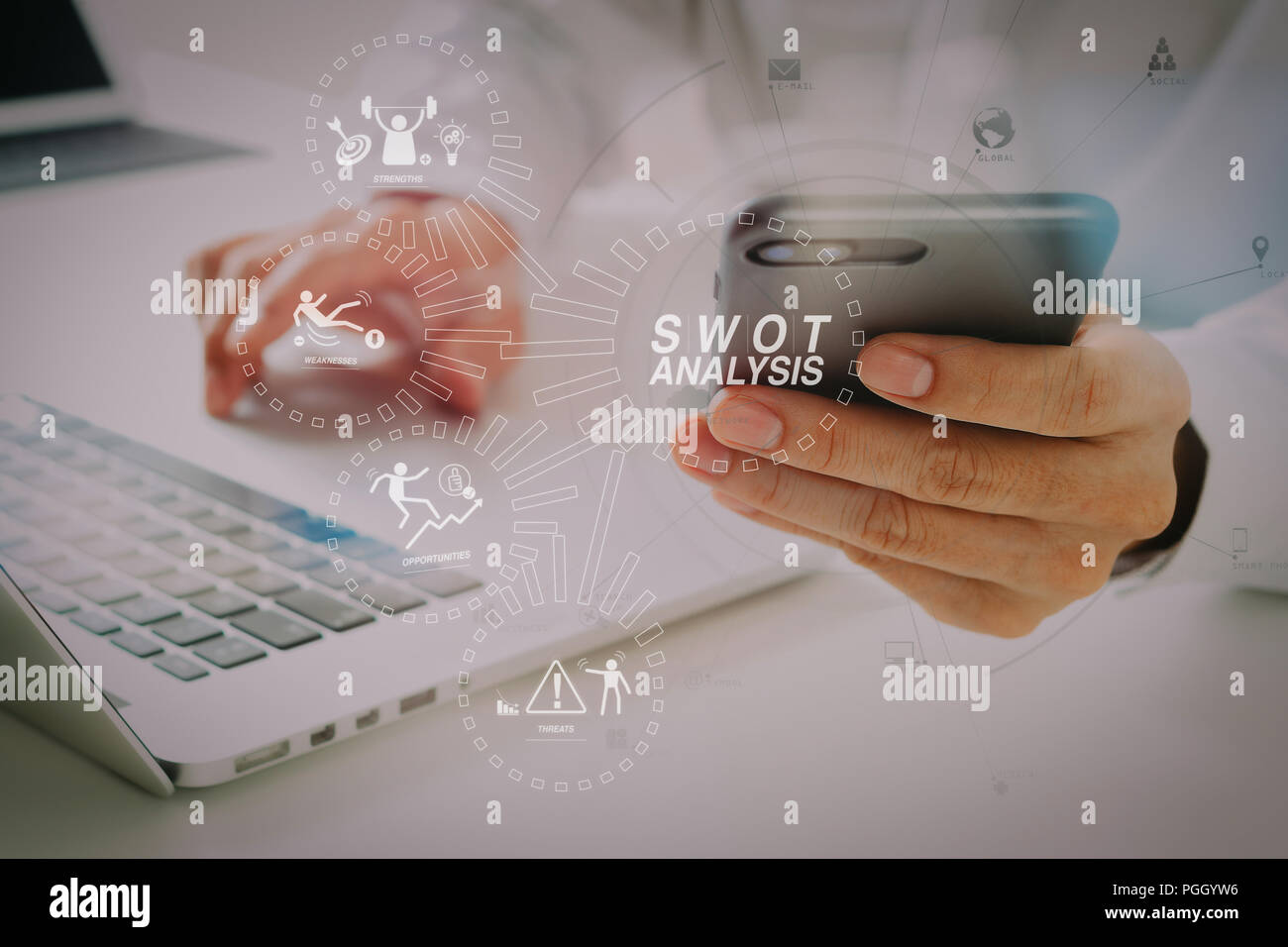 SWOT Analysis virtual diagram with Strengths, weaknesses, threats and ...