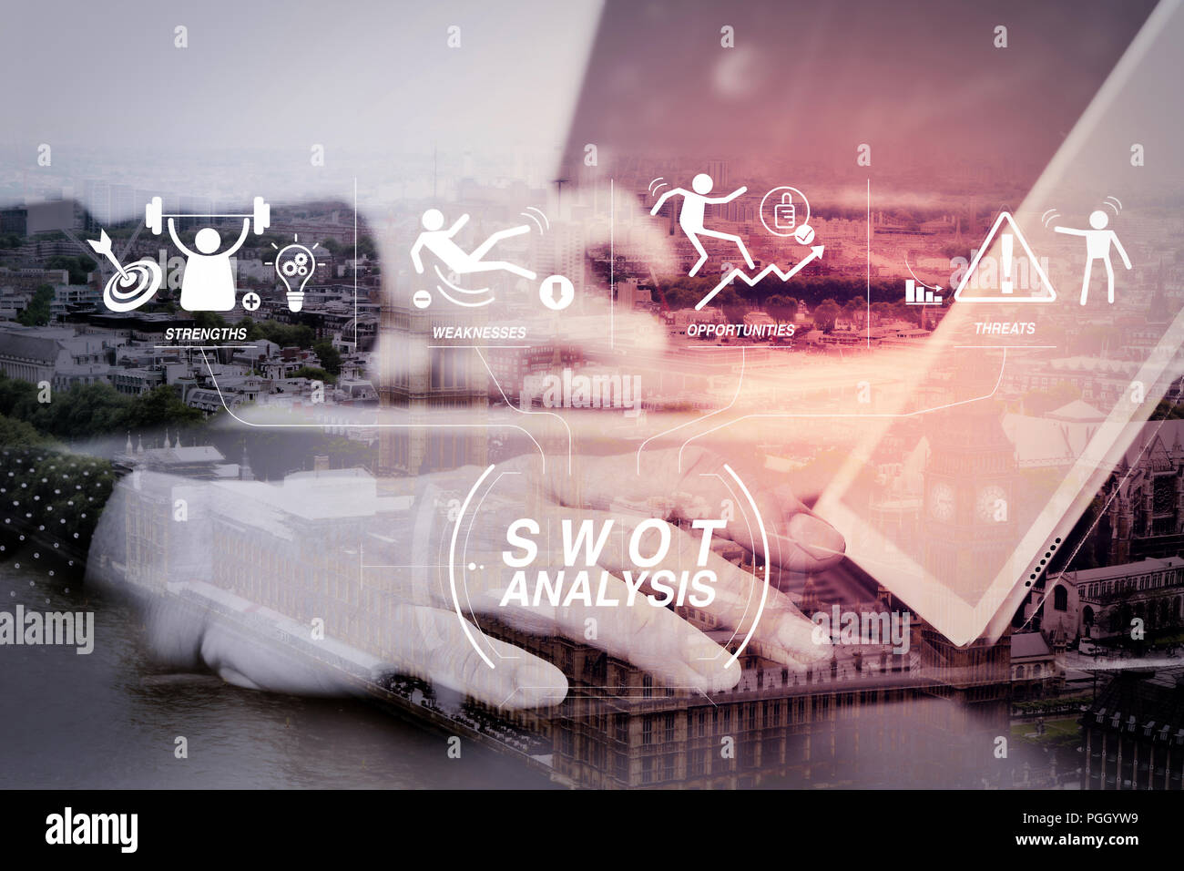 SWOT Analysis virtual diagram with Strengths, weaknesses, threats and ...