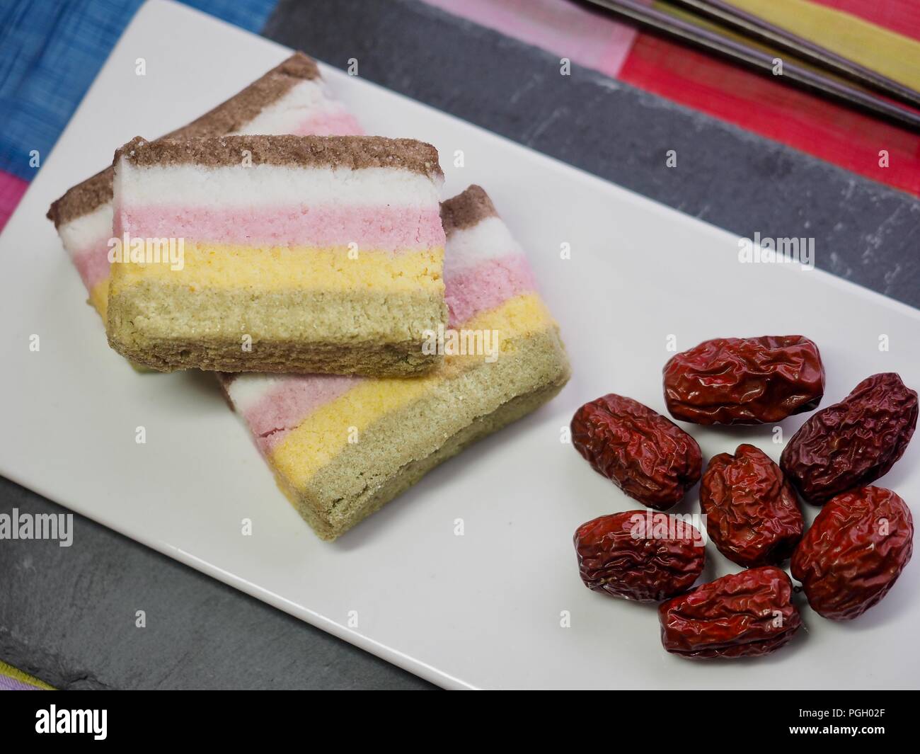 Korean food rainbow rice cake and jujube Stock Photo - Alamy