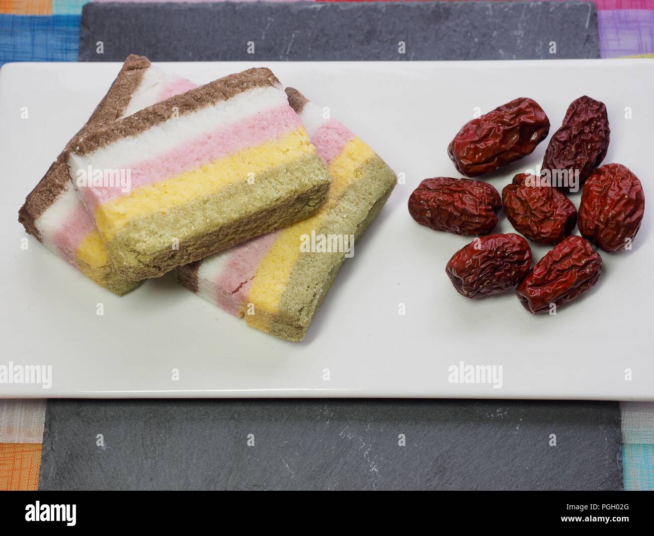 Korean food rainbow rice cake and jujube Stock Photo - Alamy