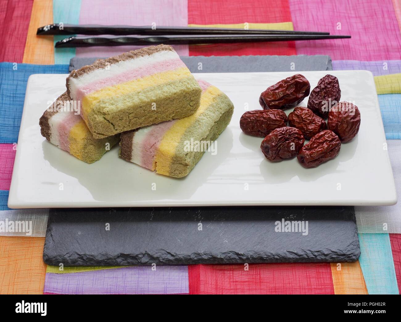 Korean food rainbow rice cake and jujube Stock Photo - Alamy