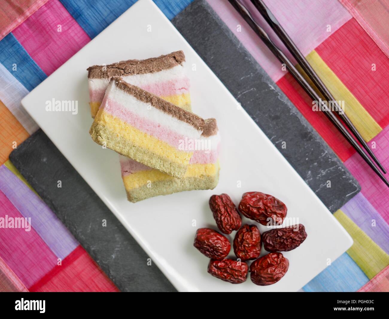 Korean food rainbow rice cake and jujube Stock Photo - Alamy