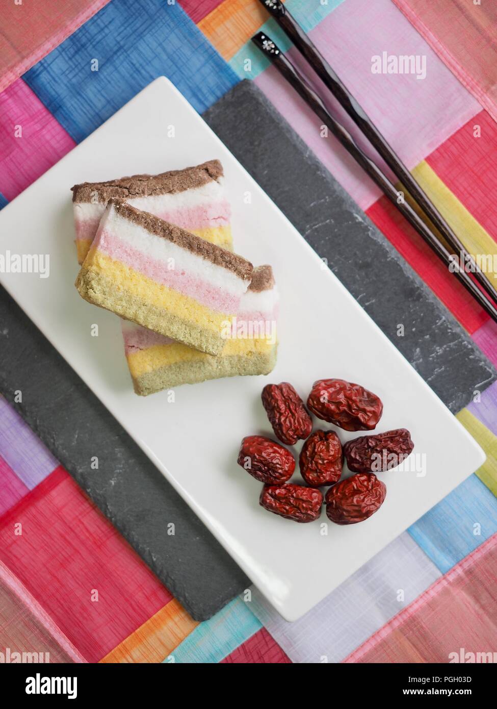 Korean food rainbow rice cake and jujube Stock Photo - Alamy