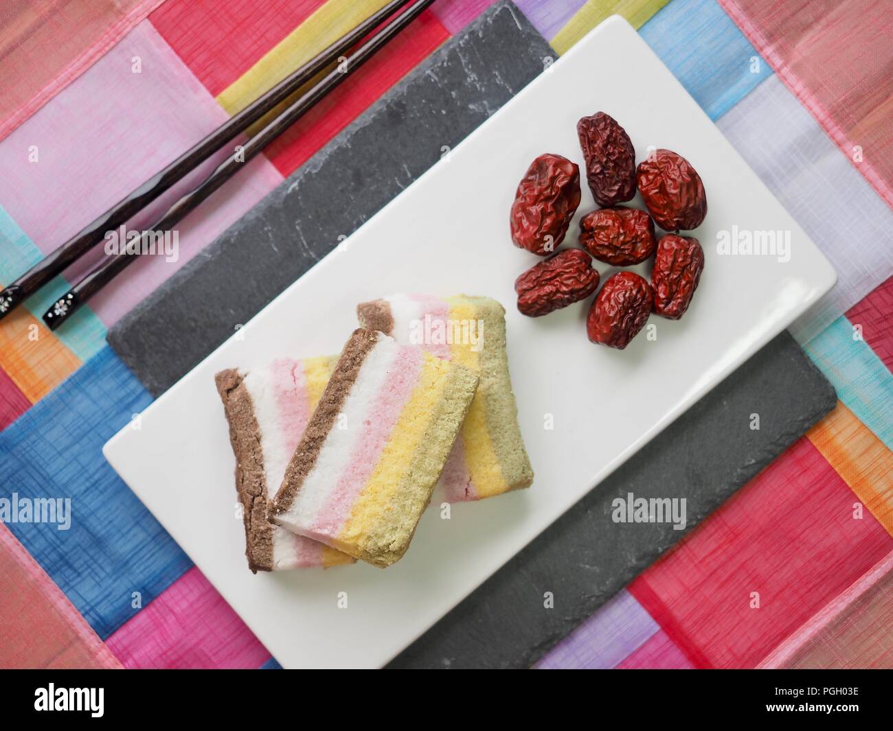 Korean food rainbow rice cake and jujube Stock Photo - Alamy