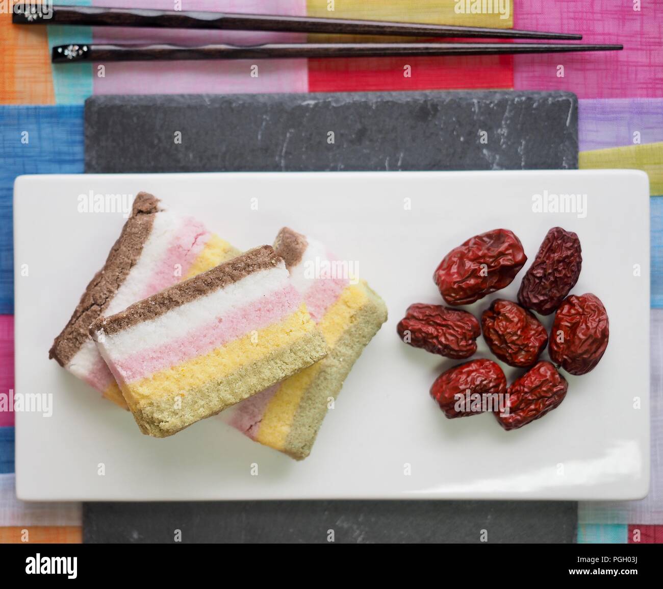 Korean food rainbow rice cake and jujube Stock Photo - Alamy