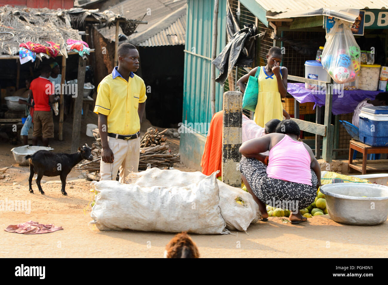 CENTRAL REGION, GHANA - Jan 17, 2017: Unidentified Ghanaian people work ...