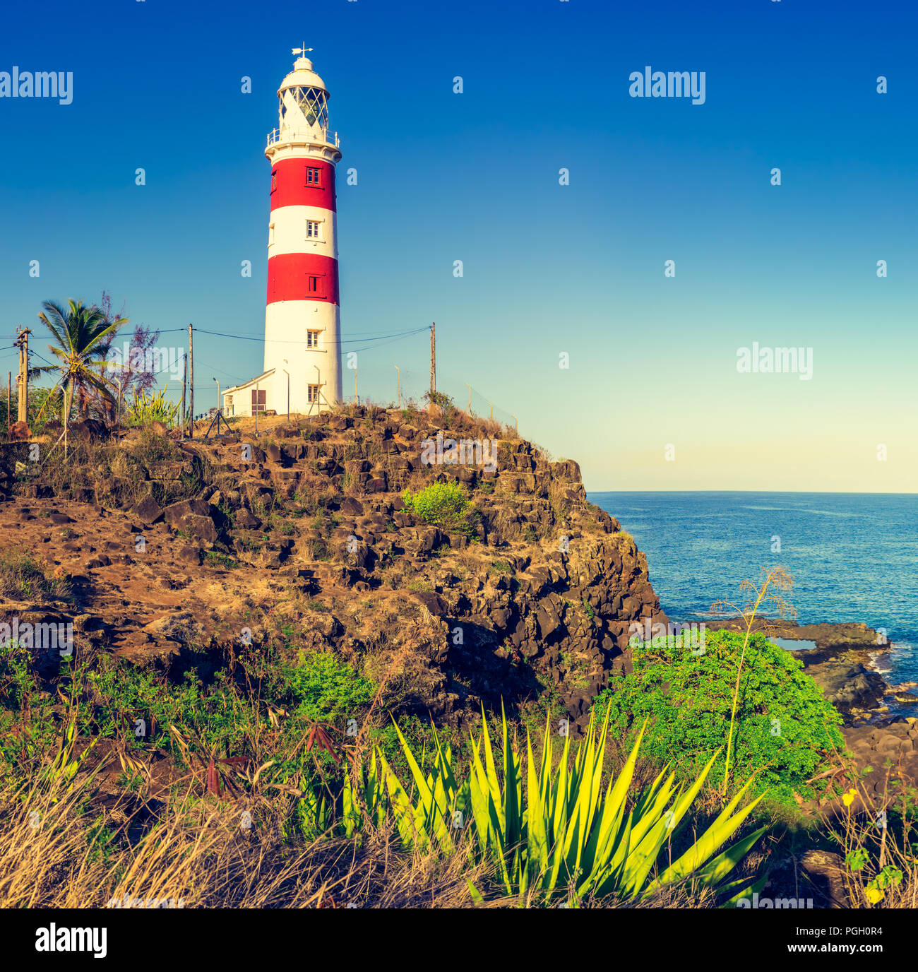 Pointe aux Caves also known as Albion lighthouse. Mauritius Stock Photo ...