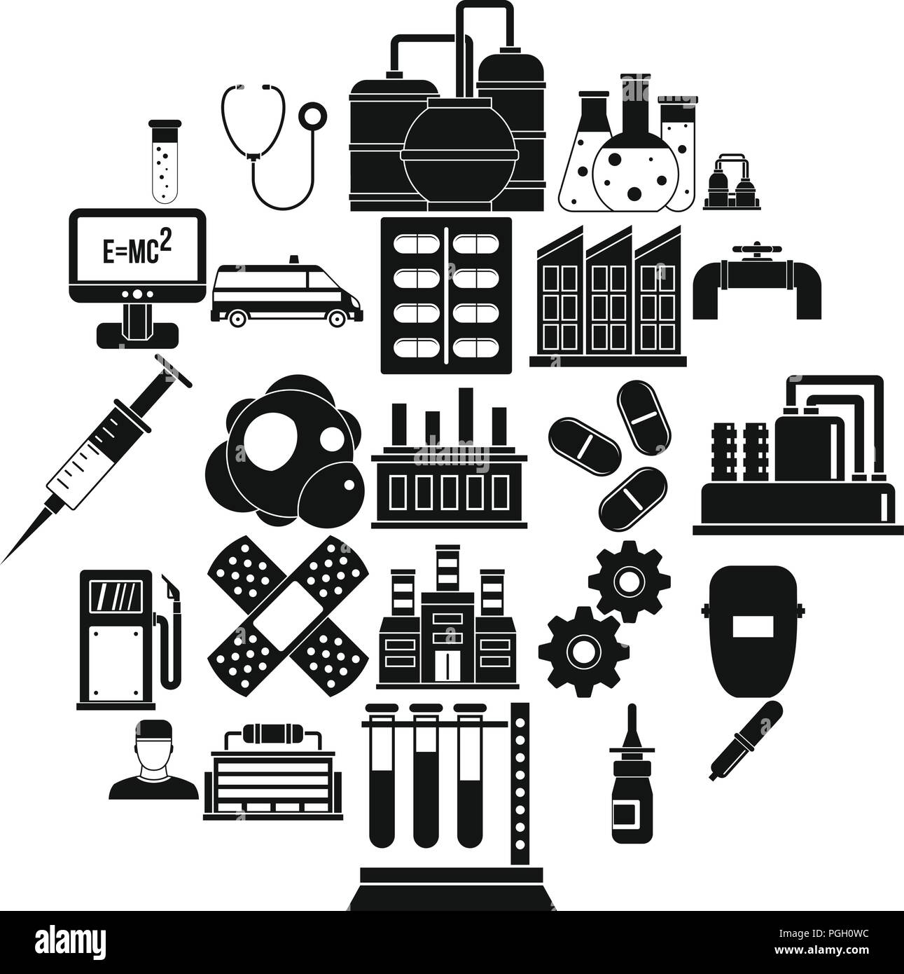 Processing plant icons set, simple style Stock Vector Image & Art - Alamy