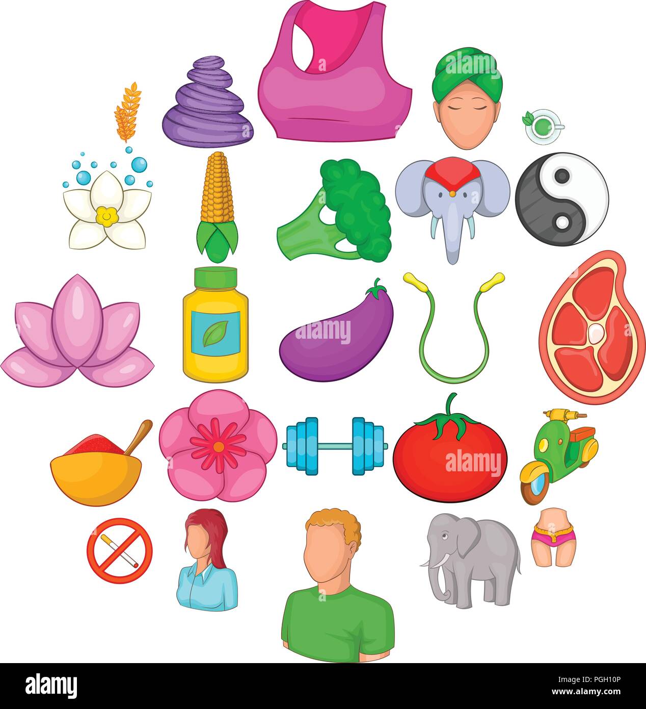 Yoga icons set, cartoon style Stock Vector Image & Art - Alamy