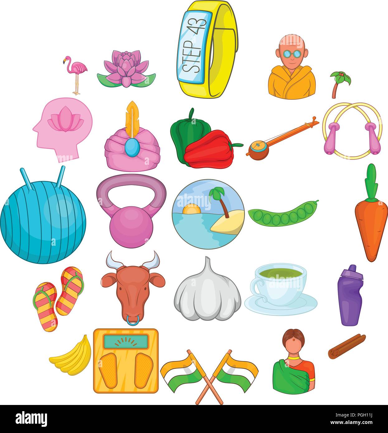 Spiritual development icons set, cartoon style Stock Vector Image & Art ...