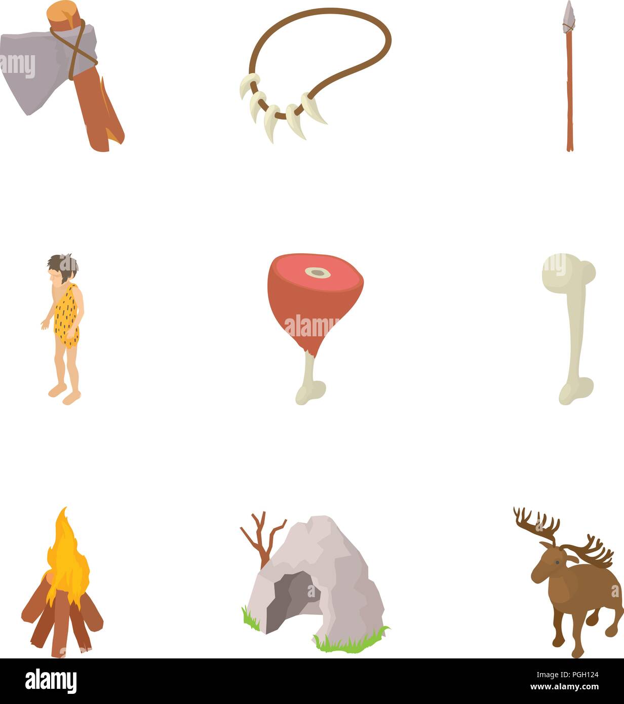 Prehistory icons set, cartoon style Stock Vector Image & Art - Alamy