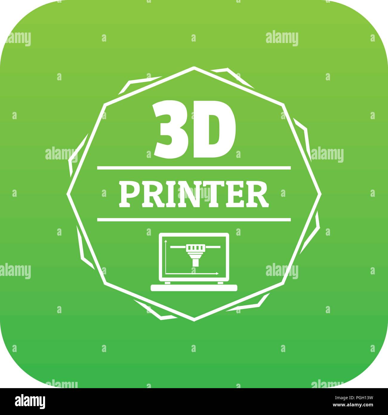 Modeling 3d printing icon green vector Stock Vector Image & Art - Alamy