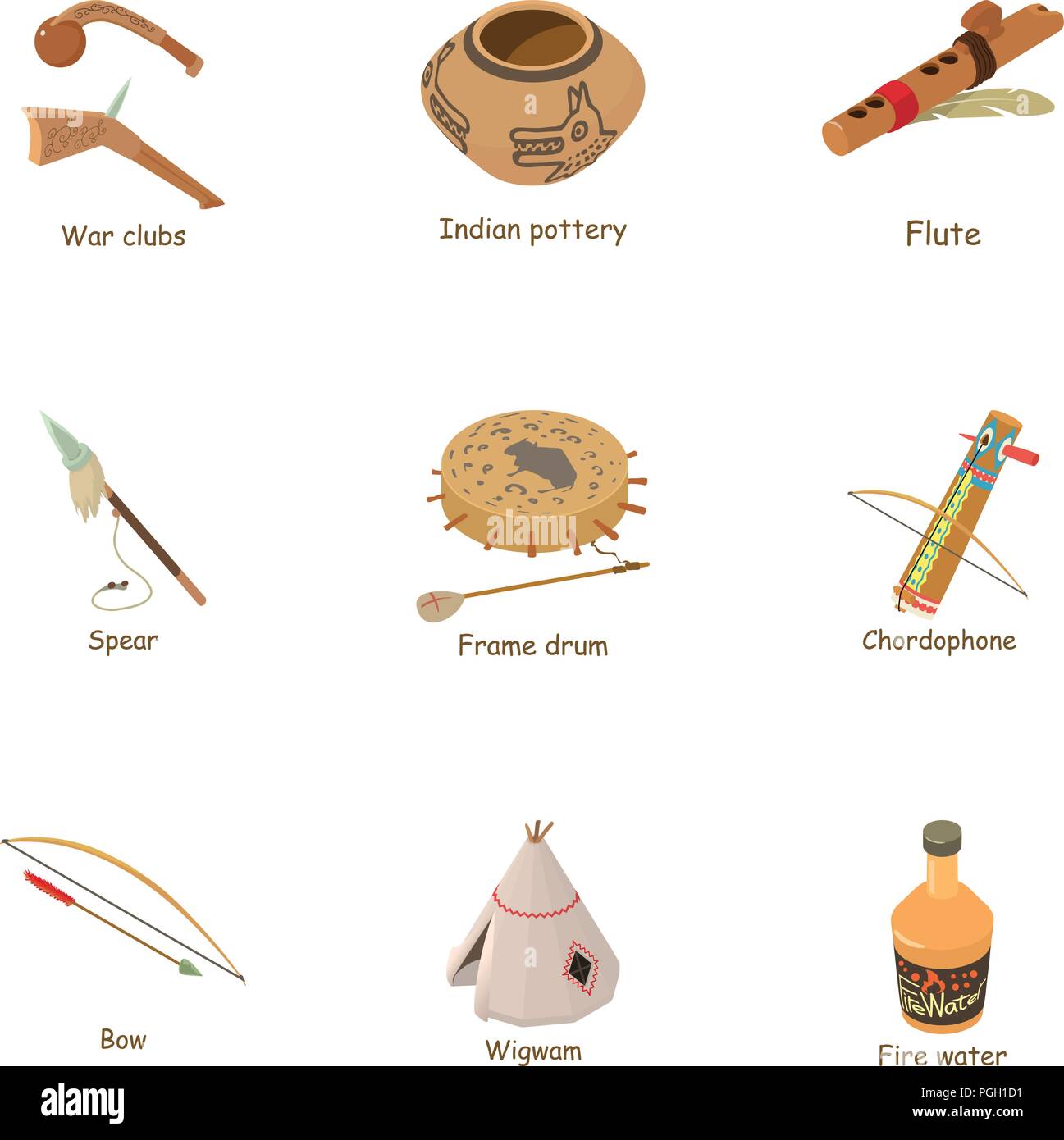 Native american icons set, cartoon style Stock Vector Image & Art - Alamy