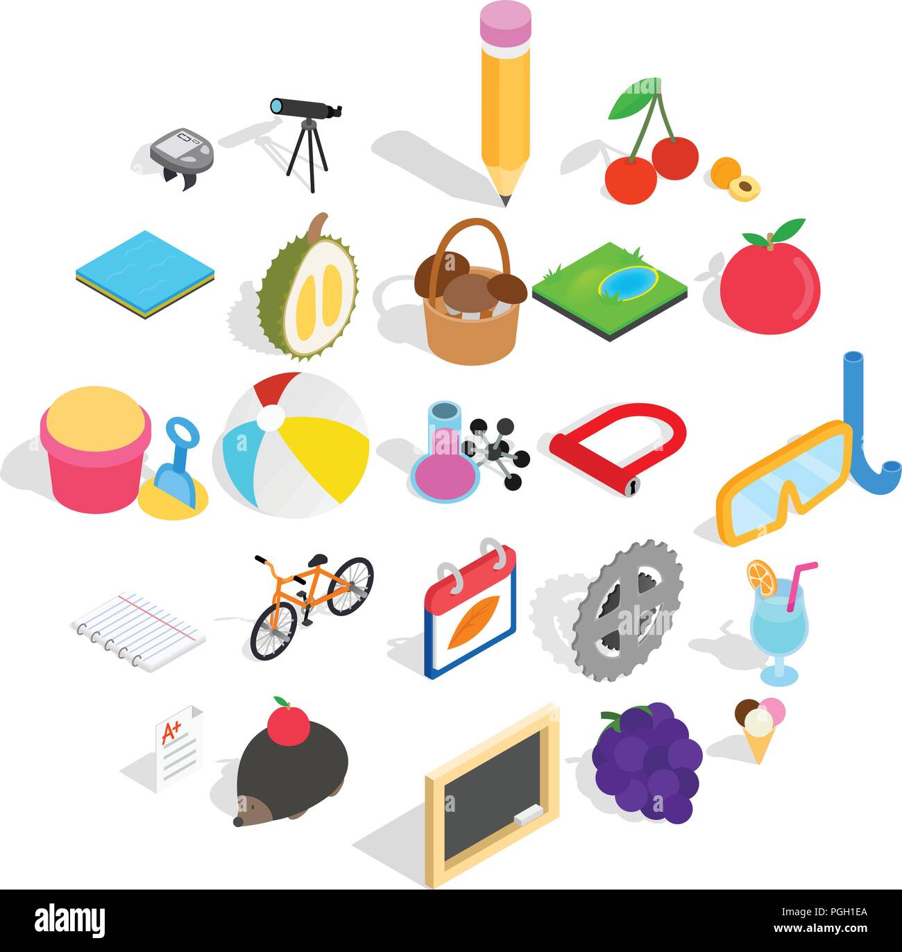 Education of children icons set, isometric style Stock Vector Image ...