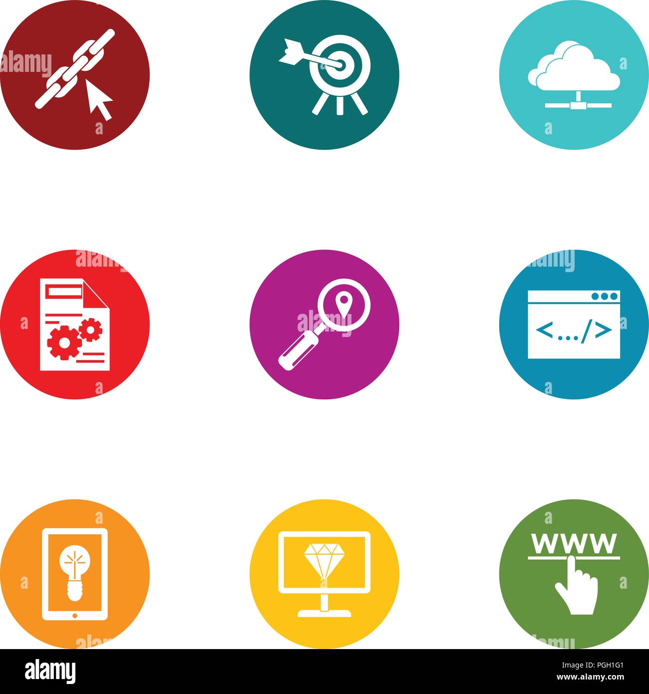 Work with information icons set, flat style Stock Vector Image & Art ...