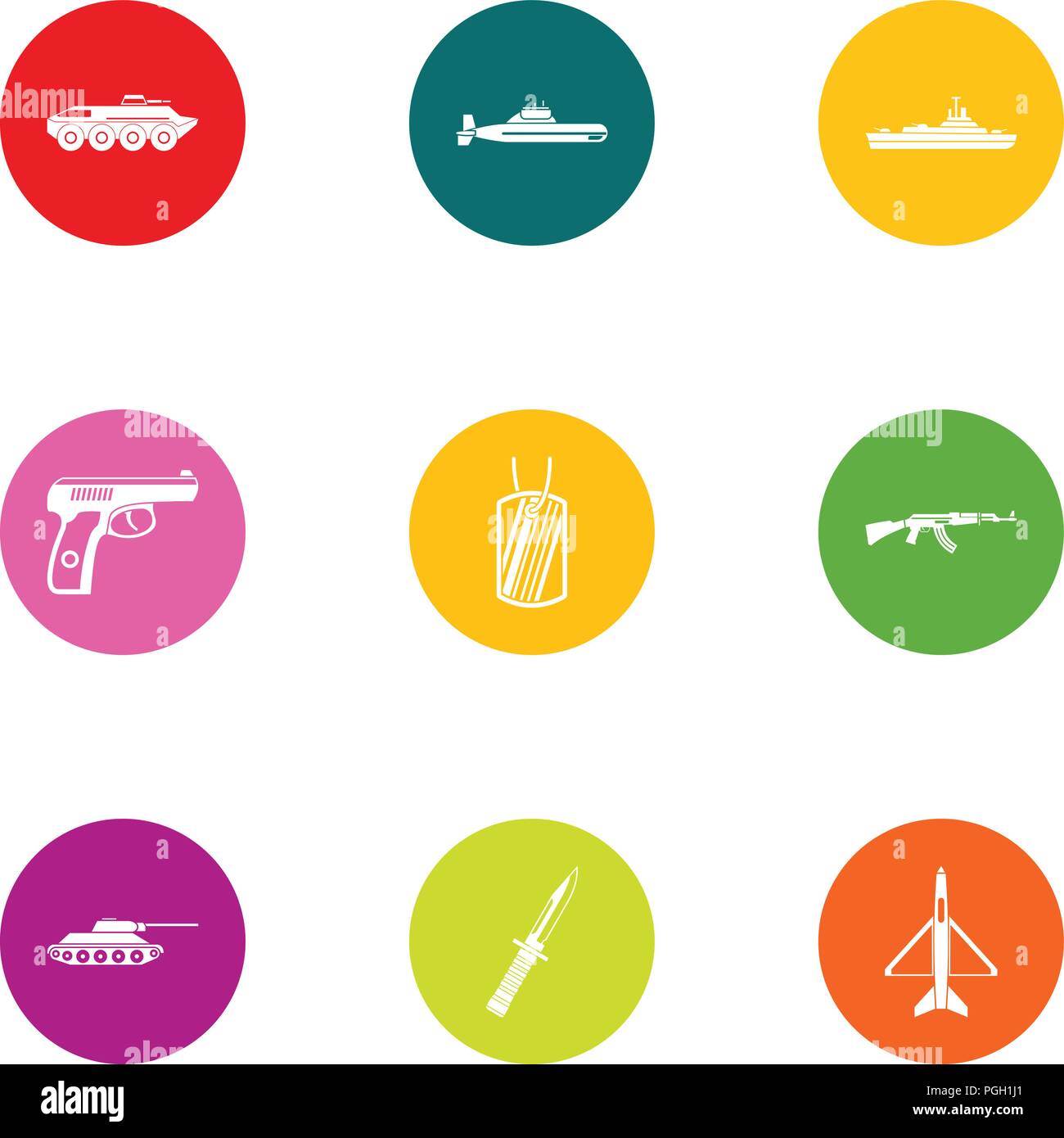 Assault icons set, flat style Stock Vector Image & Art - Alamy