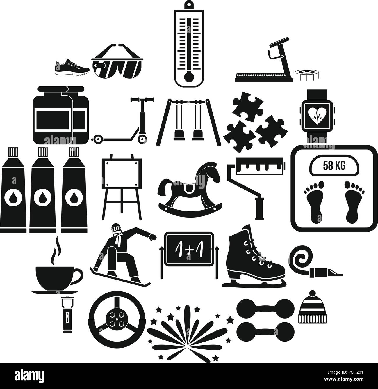 Childrens activities icons set, simple style Stock Vector Image & Art ...