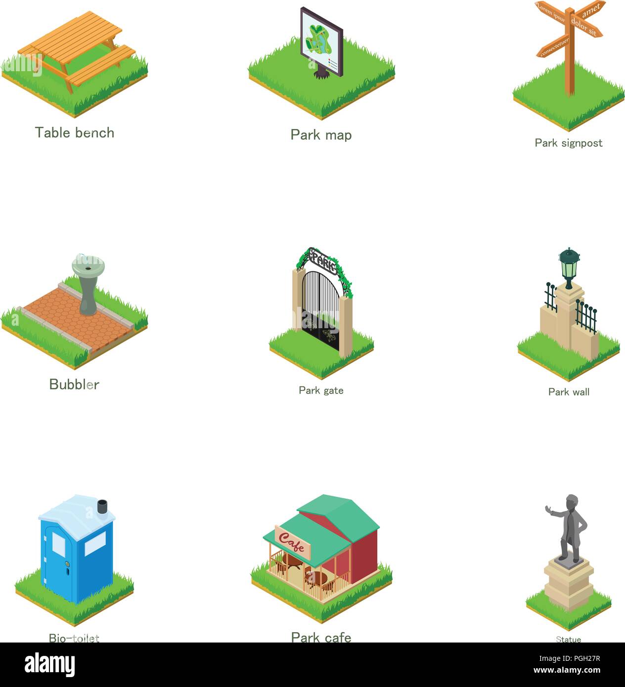 Sights of the town icons set, isometric style Stock Vector Image & Art ...