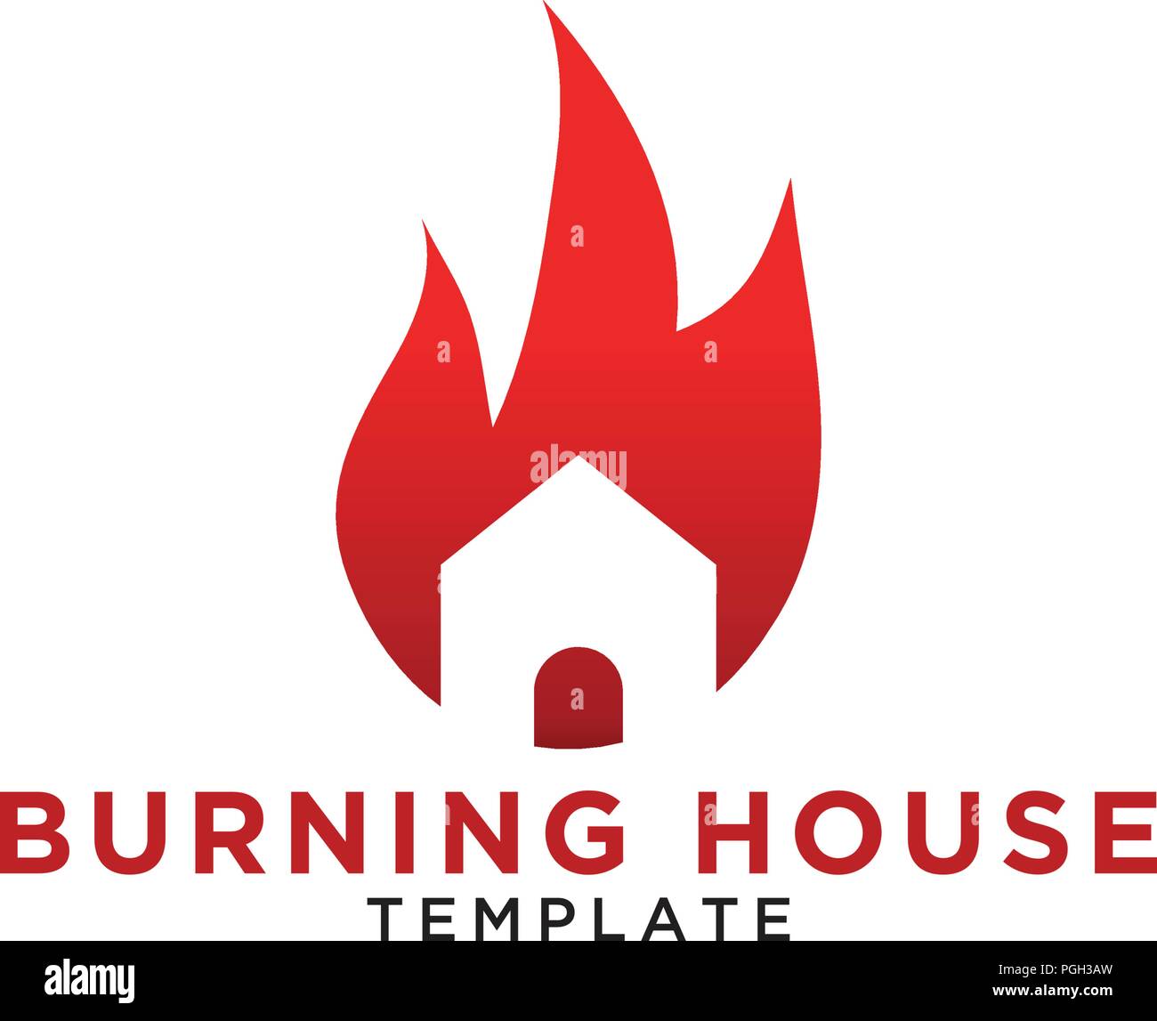 Illustration of burning house logo design template vector Stock Vector ...