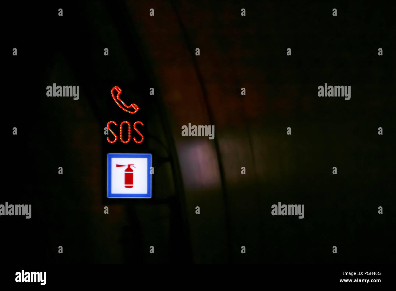 Sos sign in the tunnel on highway Stock Photo - Alamy